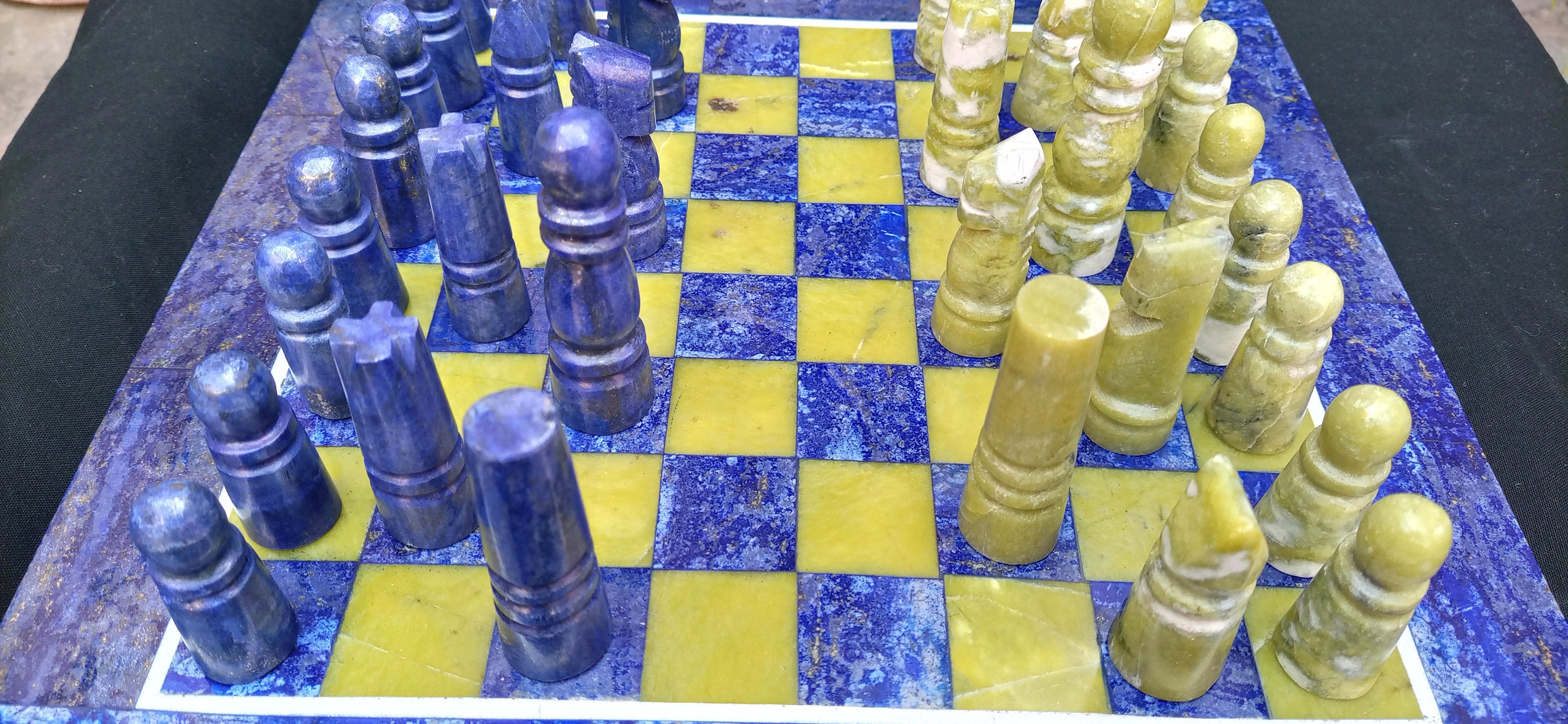 Lapis Lazuli & Serpentine Handmade Chess Board - Etsy UK