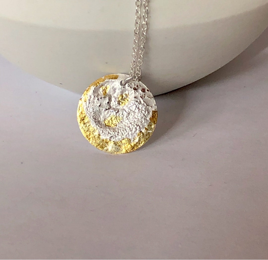 Reticulated Keum Boo Pendant, Gold and Silver Mixed Metal Circle ...