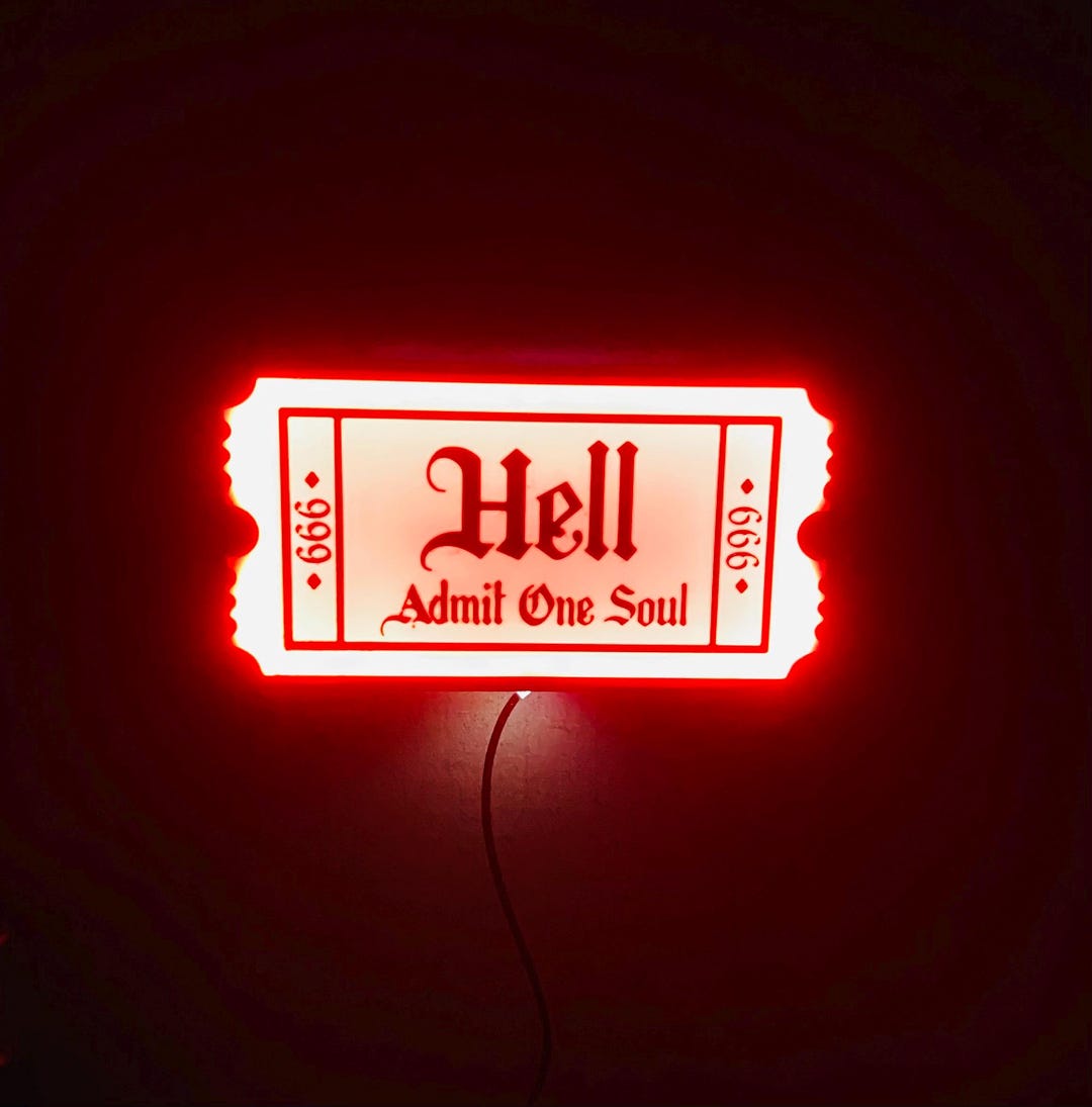 LED One Way Ticket to Hell Wall Decor - Etsy