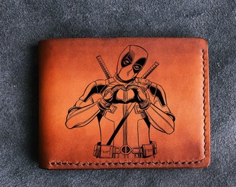 Superhero Leather Bifold Wallet,genuine Handmade,comic Book Design ...
