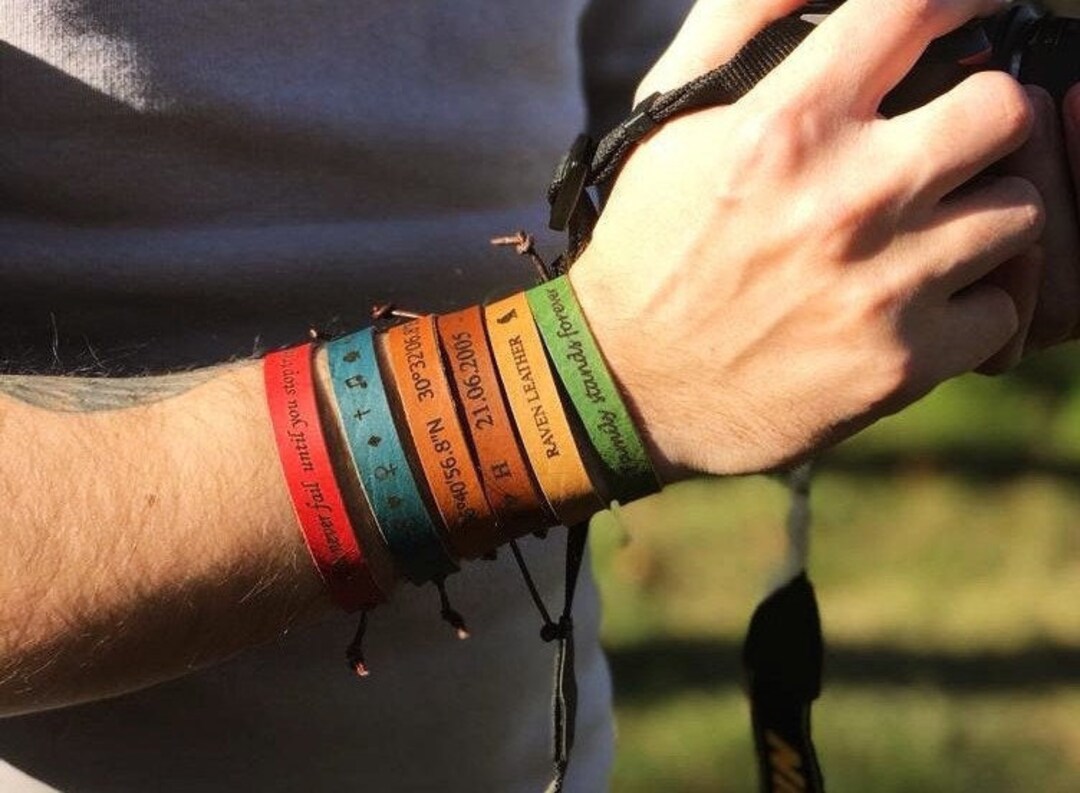 Personalised Custom Leather Bracelet Wrist Band - Etsy