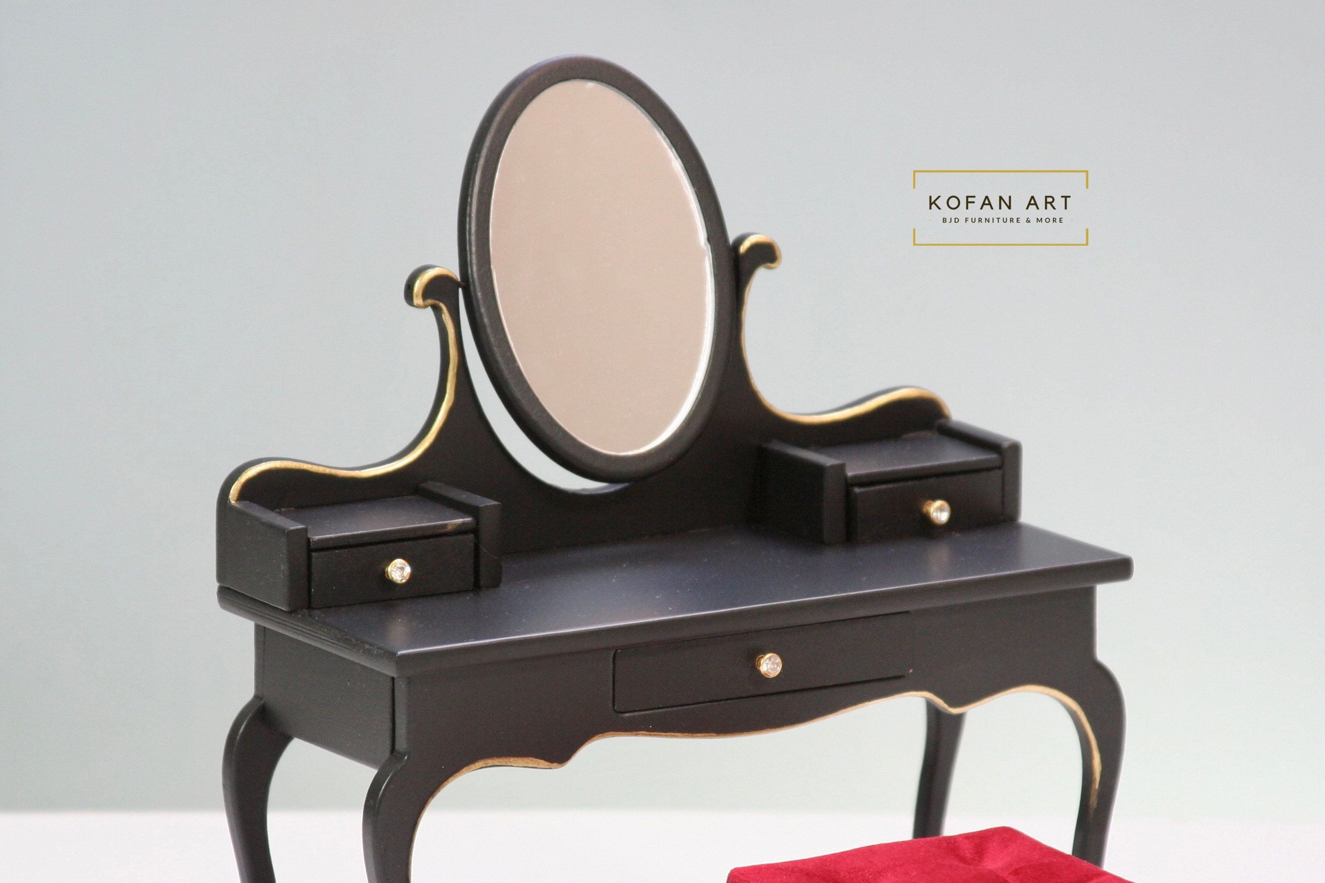 Black Vanity With Movable Mirror for Doll 1/6 Scale, Dressing Table - Etsy