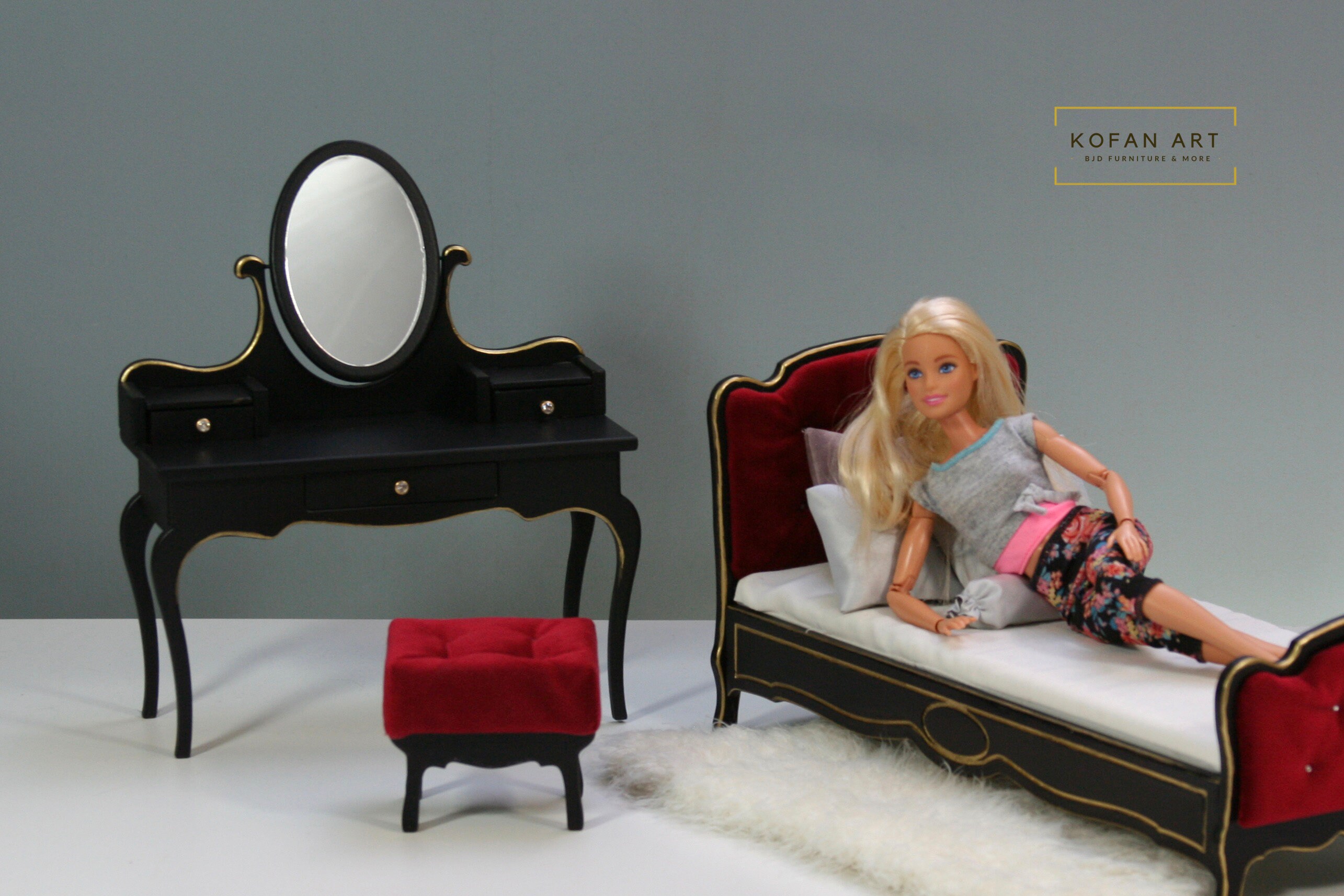 Black Vanity With Movable Mirror for Doll 1/6 Scale Dressing - Etsy