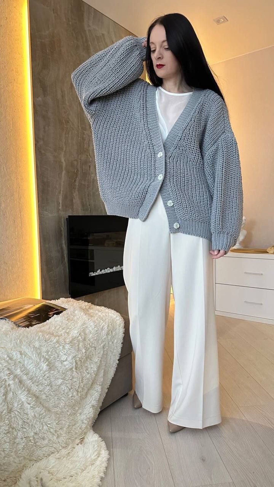 Button Down Cardigan Oversized Chunky Cardigan Cotton Cardigan Sweater ...