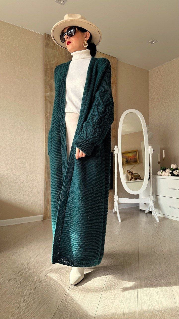 Long Cable Knit Cardigan Maxi Cardigan Chunky Long Cardigan - Etsy