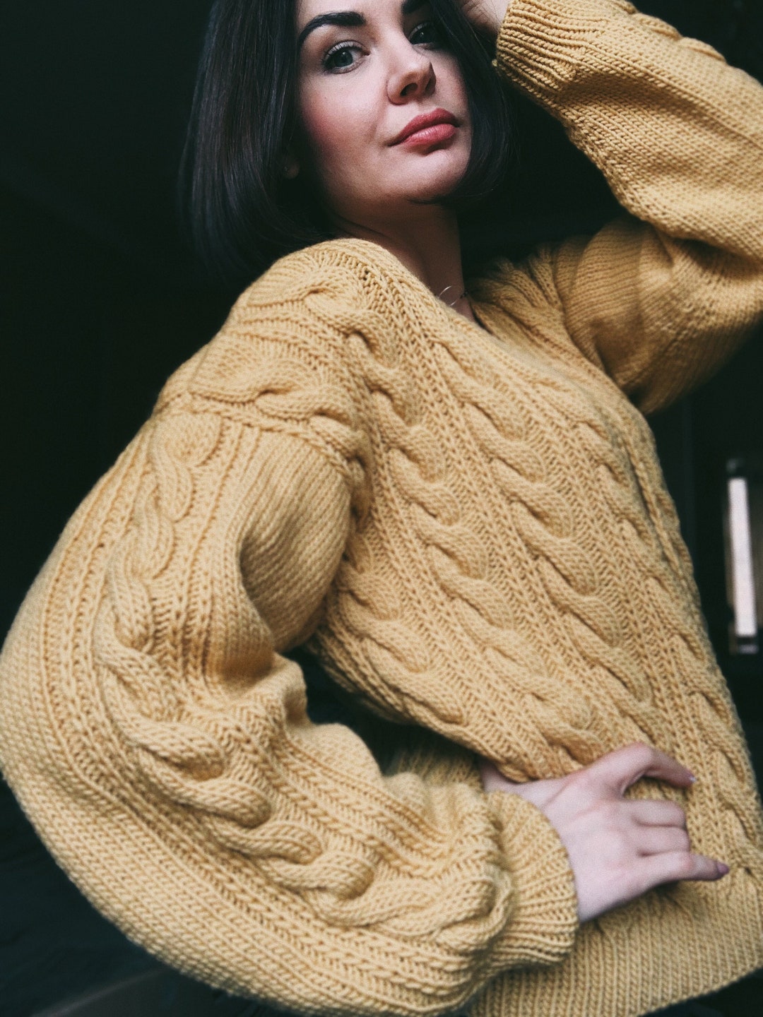 Chunky Cable Knit Cardigan Merino Cardigan Women Handmade Wool Cardigan ...