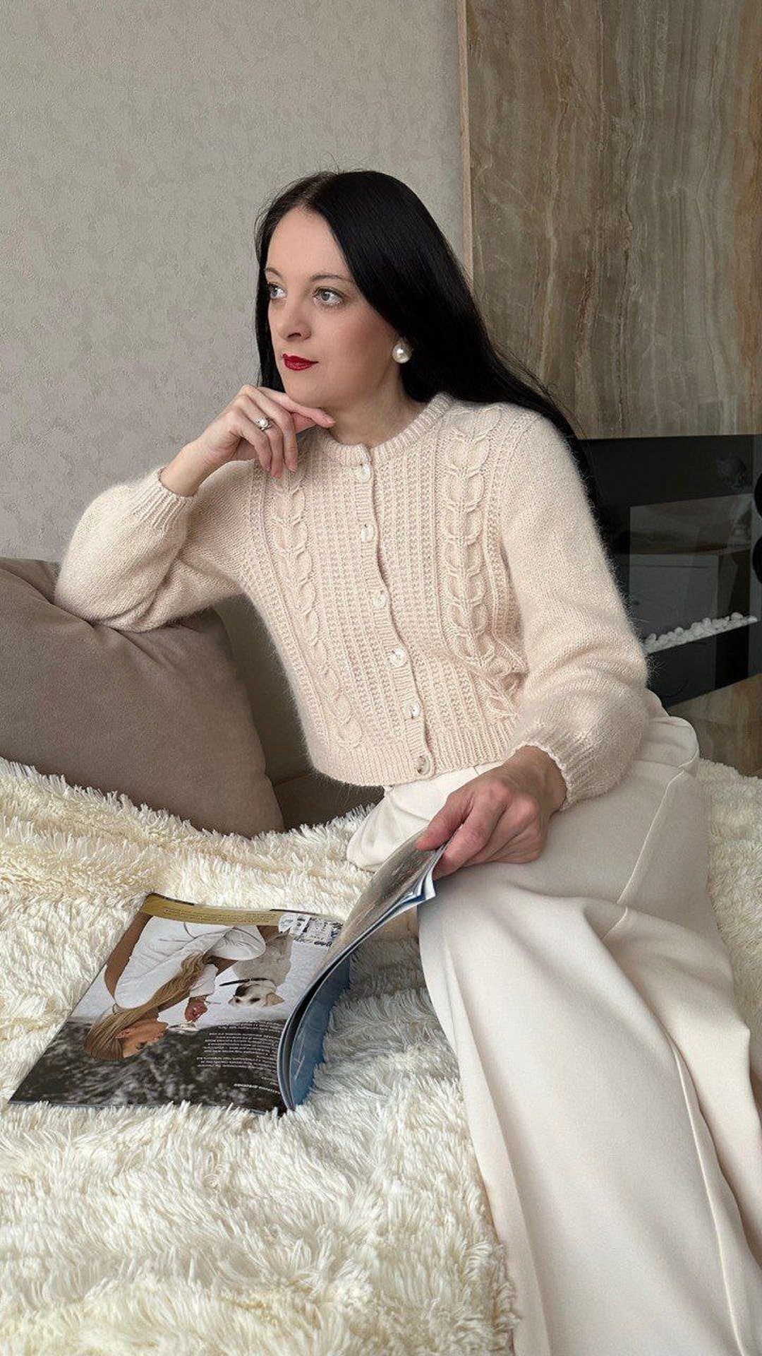 Fluffy Cardigan Aran Cardigan for Women Cropped Cardigan Knit XS - Etsy