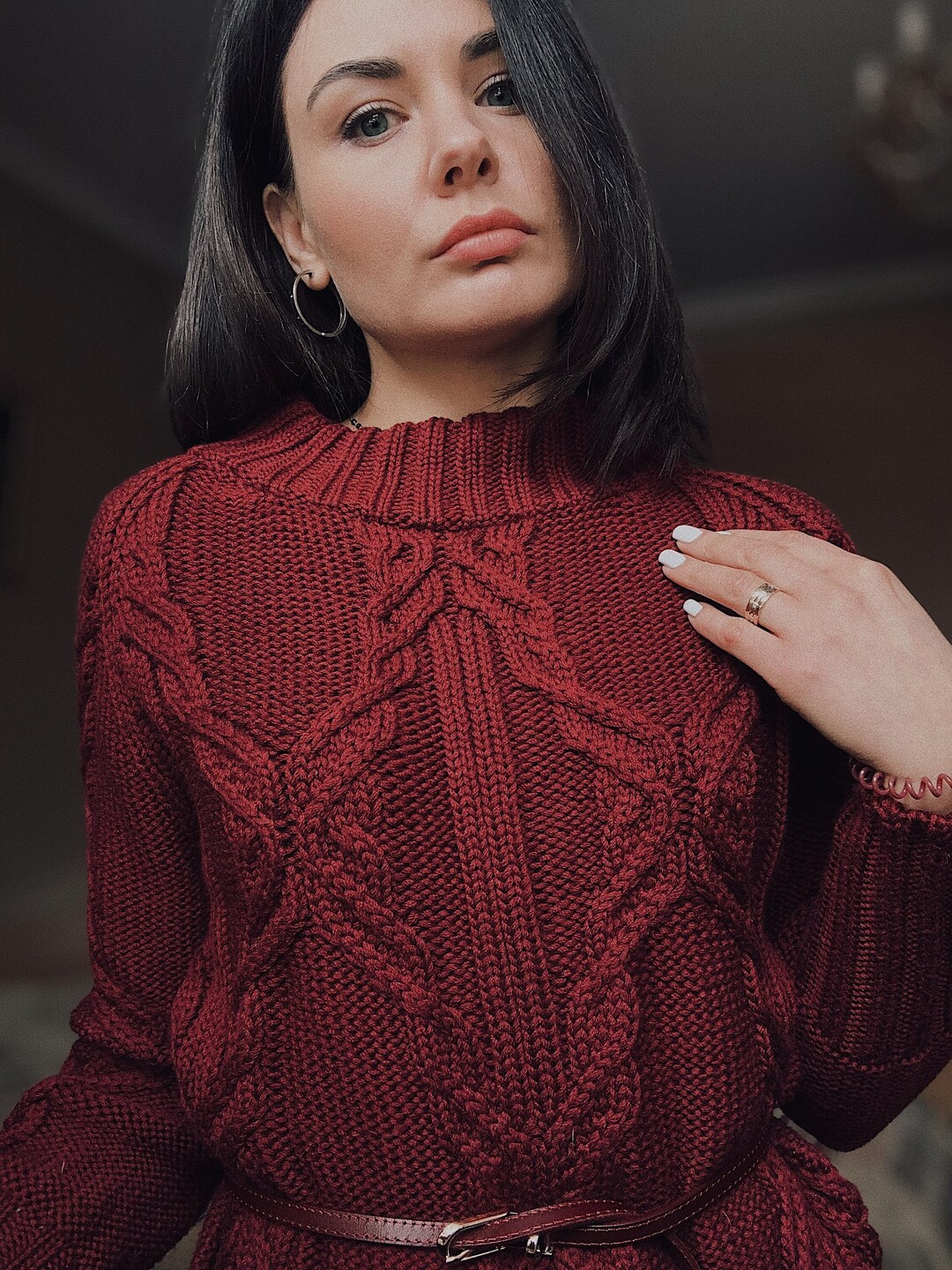 Chunky Sweater Dress Merino Wool Dress Cable Knit Dress Oversized ...