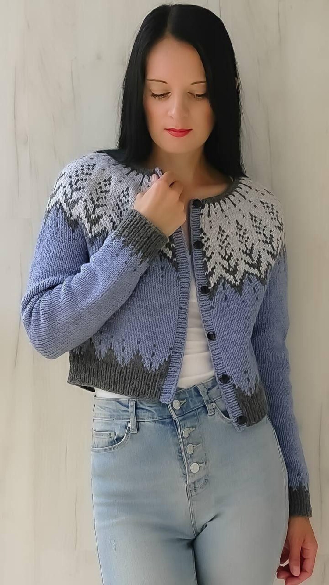 Icelandic Cardigan Fair Isle Cardigan Wool Hand Knit Cardigan for Women ...