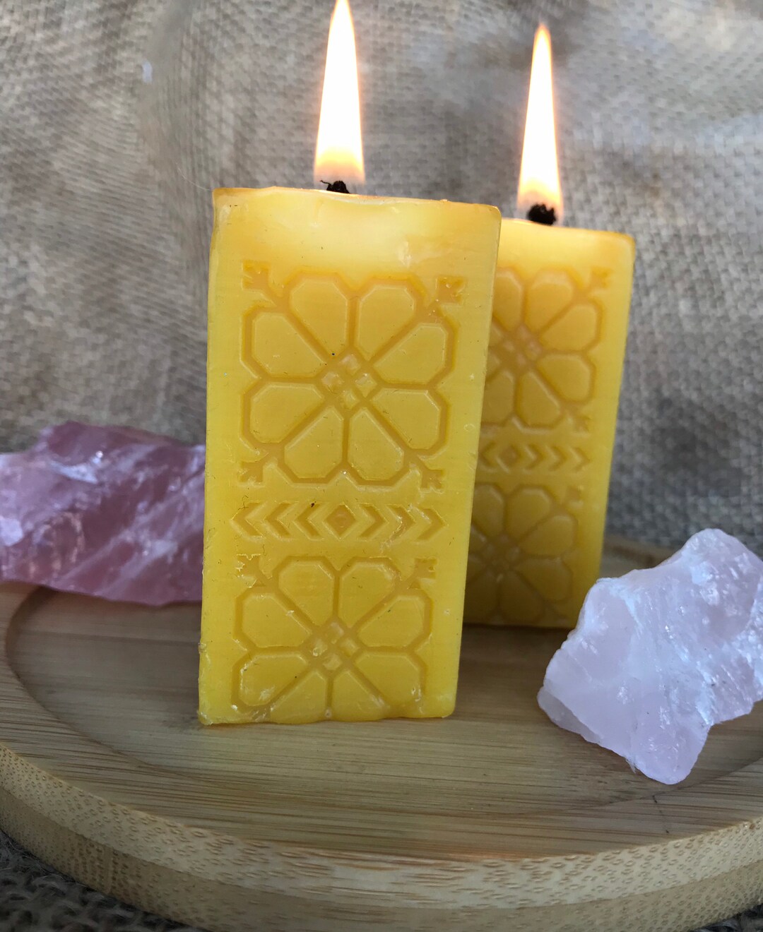 Set of 2 Pure Beeswax Sun Sign 100% Local Canadian Beeswax Slow Burning ...