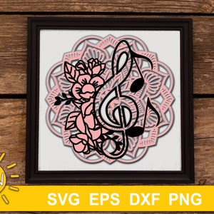 3D Layered Treble Clef Mandala SVG 3D Layered Music Mandala SVG ...
