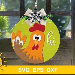 Chicken Door Hanger SVG | Farmhouse Chicken Welcome Sign Laser Cut File ...