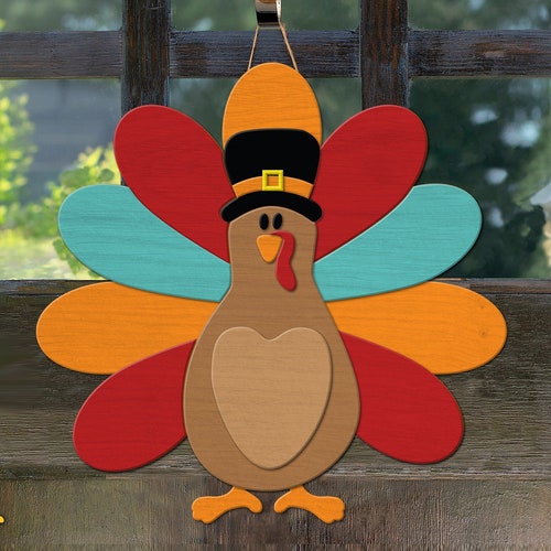 Turkey Door Hanger Svg Thanksgiving Door Hanger Svg Fall Etsy