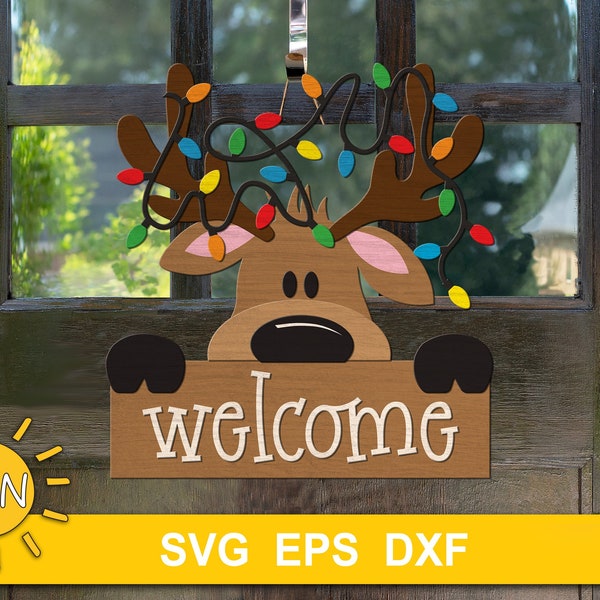 Reindeer Door Decor - Etsy