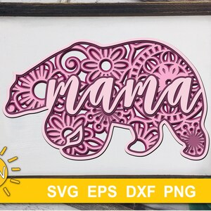 3D Layered Mandala Mama Bear SVG 5 Layers Cut File | Glowforge Svg ...
