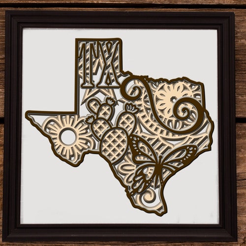 Layered 3D Mandala Texas State SVG 5 Layers 3D Layered DXF - Etsy