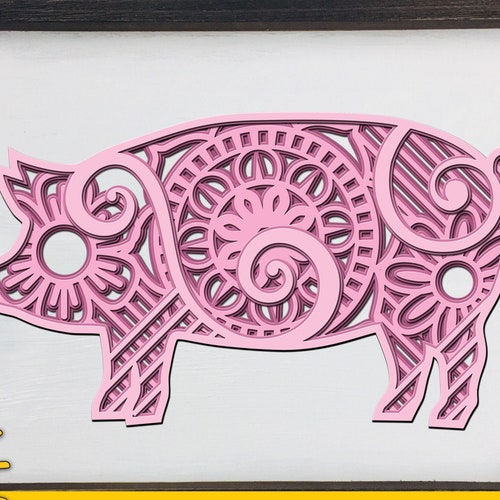 3D Layered Pig Mandala SVG File 3D Layered DXF Laser Cut - Etsy
