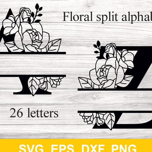 Floral Split Monogram Alphabet SVG Split Monogram Frame - Etsy