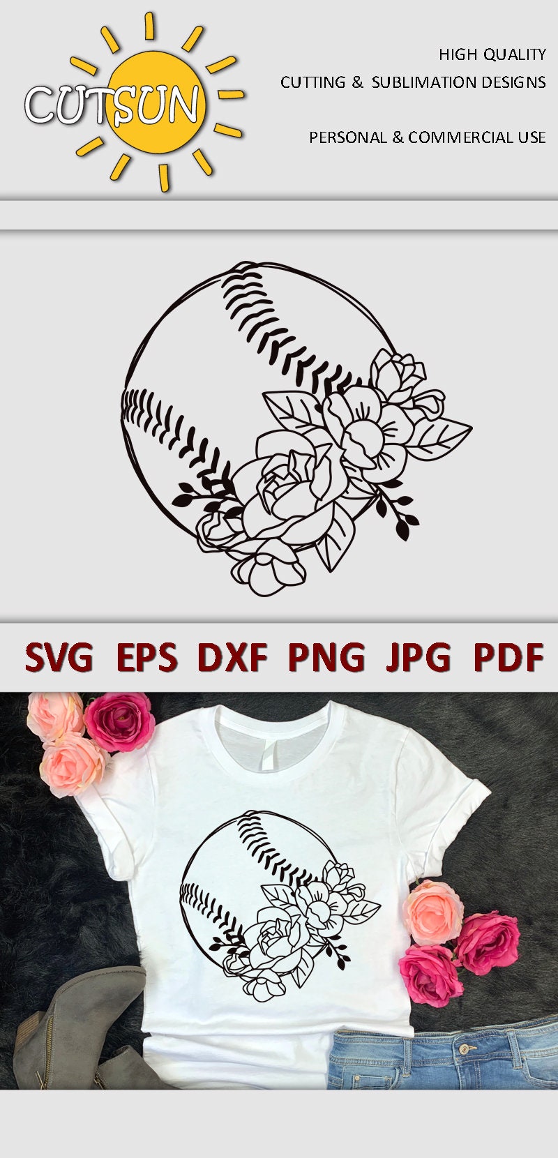 Baseball Svg Flower Baseball Svg Floral Baseball Svg - Etsy