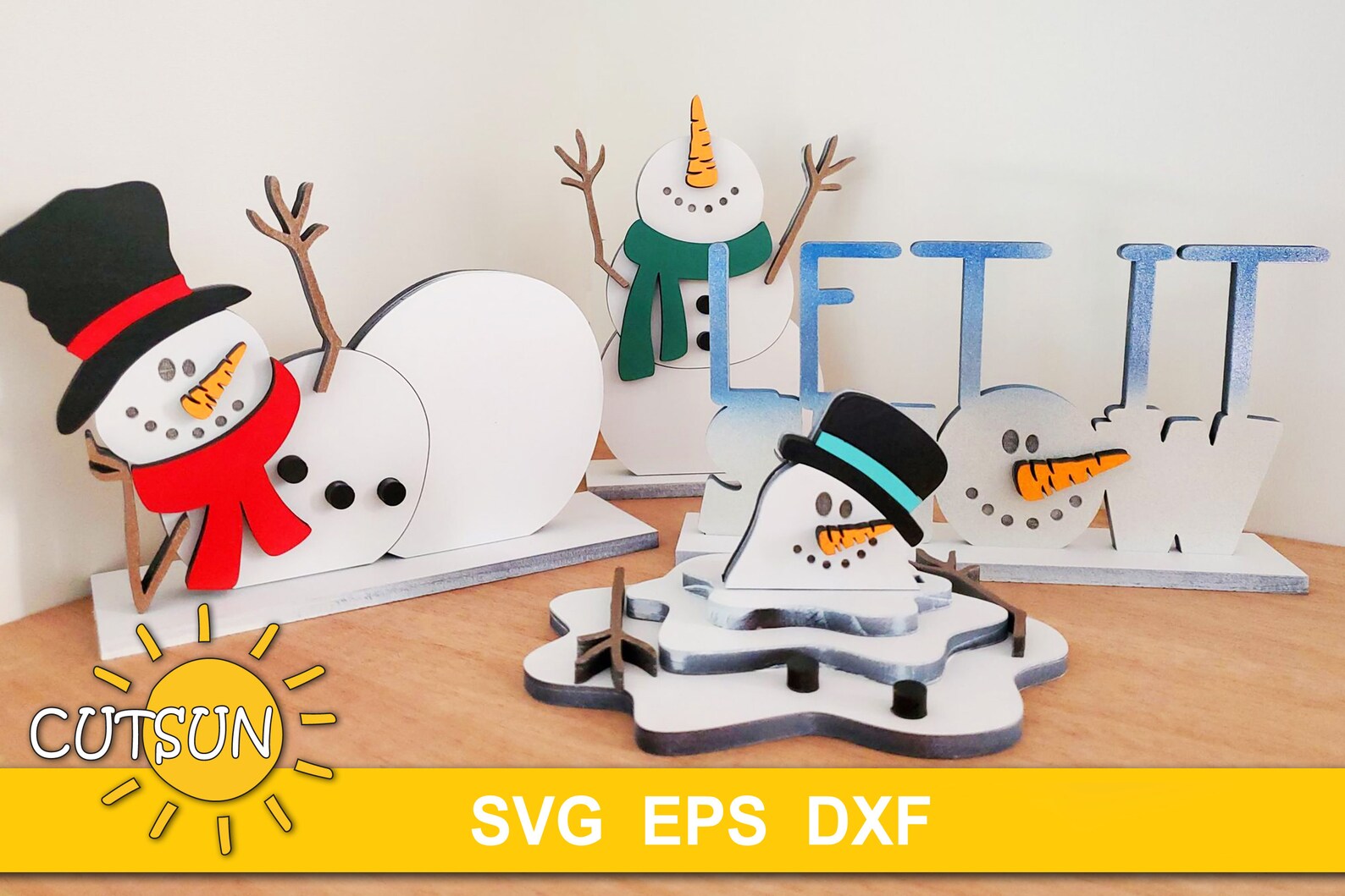 Snowman Shelf Sitters SVG Let It Snow Shelf Sitters SVG - Etsy