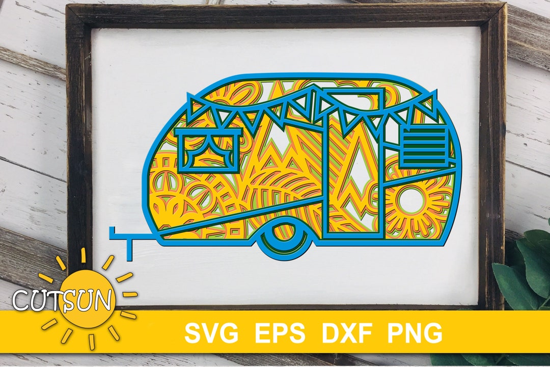 3D Layered Camper Mandala SVG 5 Layers Cut File | Glowforge SVG | Laser ...
