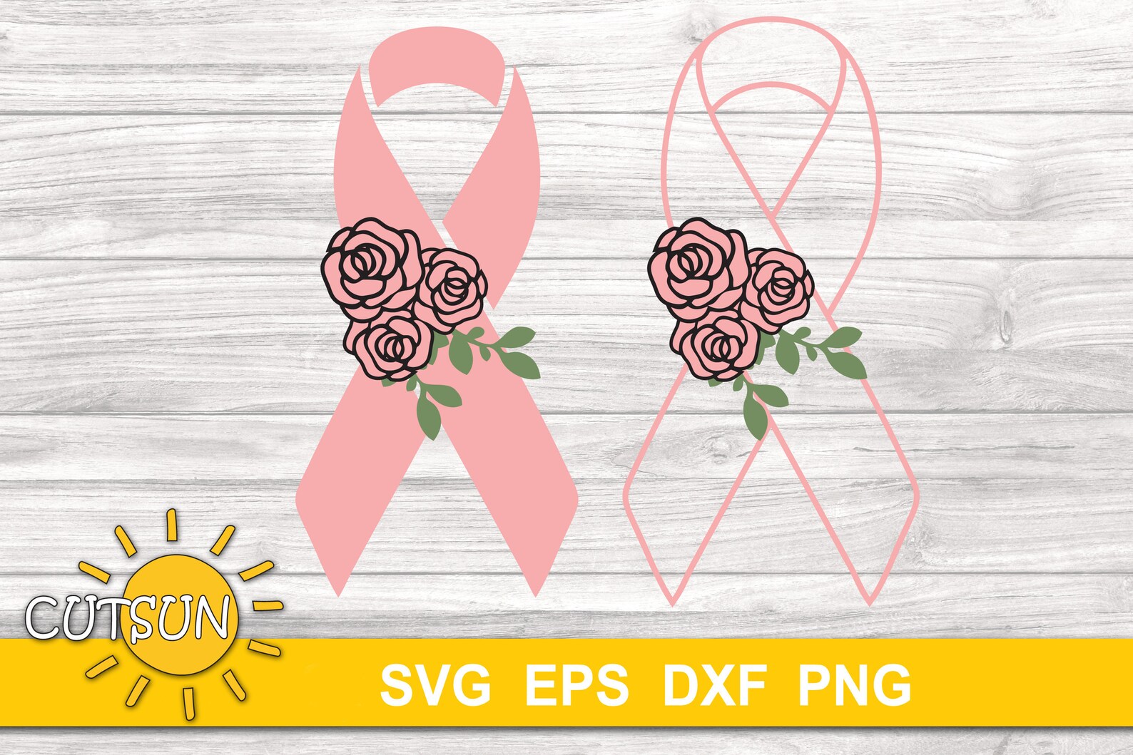Pink Ribbon Svg Floral Pink Ribbon Svg Breast Cancer Svg | Etsy