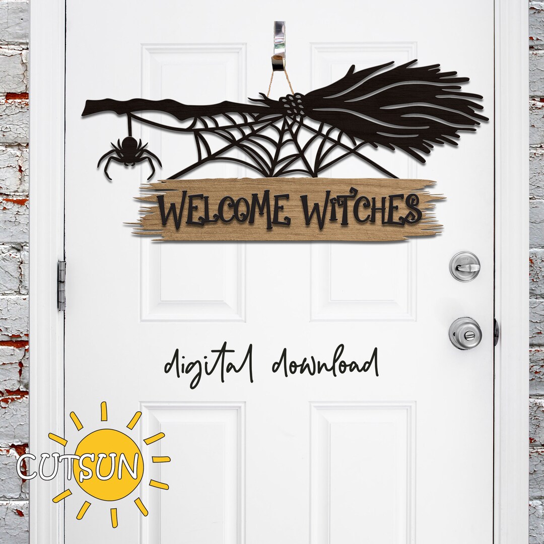 Welcome Witches SVG | Halloween Witch Door Hanger | Laser Cut File - Etsy