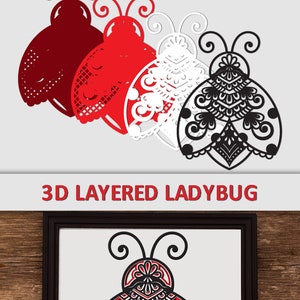 3D Layered Mandala Lady Bug SVG 4 Layers Cut File | Glowforge Svg | Dxf ...
