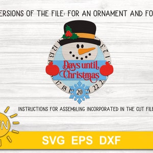 Christmas Countdown SVG Snowman Countdown SVG Laser Cut Files Days ...