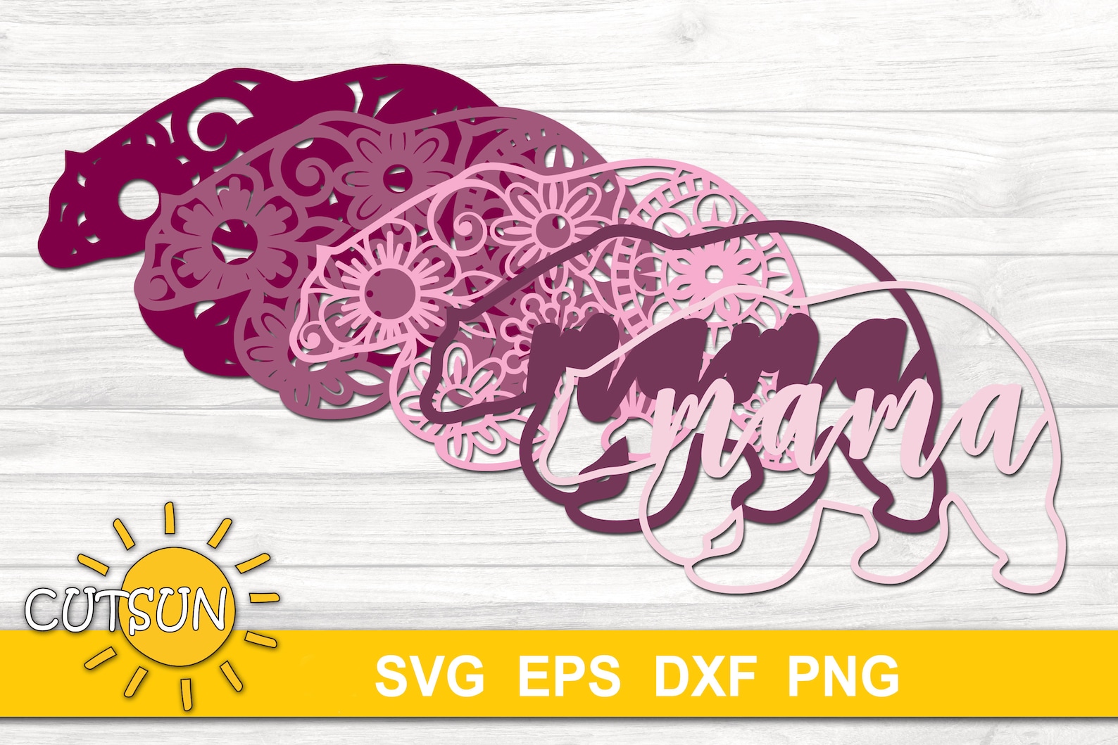 3D Layered Mandala Mama Bear SVG 5 Layers Cut File Glowforge - Etsy