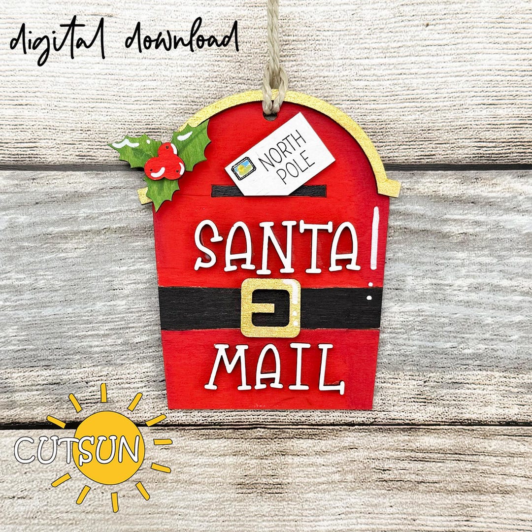 Santa Mail Ornament SVG | Christmas Mailbox Laser Cut File | Letter to ...