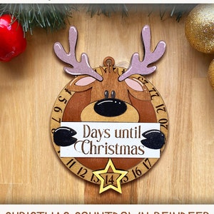 Christmas Countdown SVG Reindeer Countdown SVG Laser Cut Files Days ...