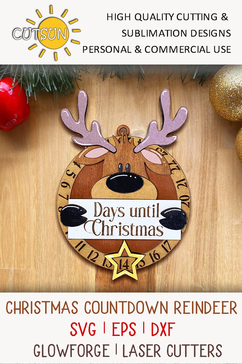 Christmas Countdown SVG | Reindeer “days Until Christmas” Ornament ...