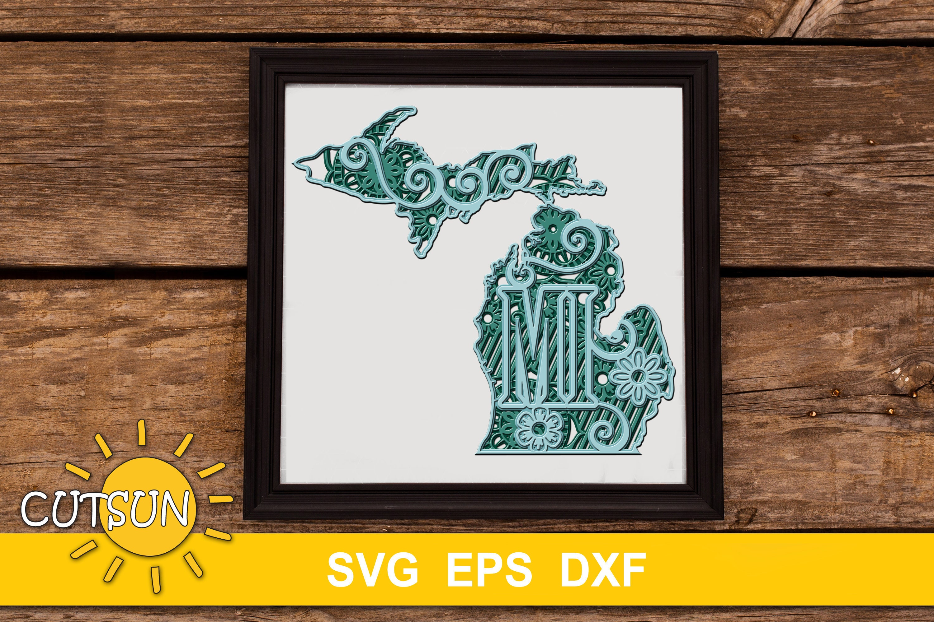 Layered 3D Mandala Michigan State SVG | 4-layer Laser Cut File ...