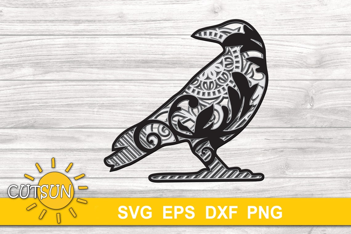 3D Raven Layered Mandala SVG File Halloween Layered SVG Cut - Etsy