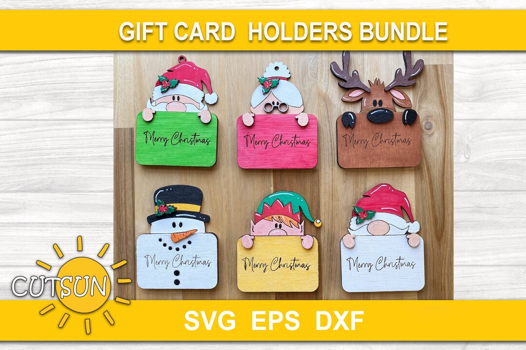 Christmas Gift Card Holders SVG Bundle Laser Cut File Glowforge SVG - Etsy