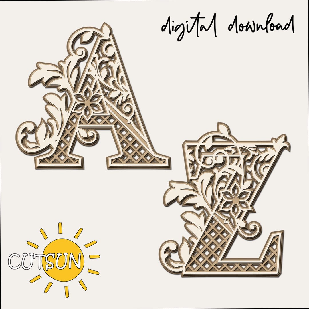3D Alphabet Layered Mandala SVG A–Z | 26 Letters 3 Layers | Laser Cut ...