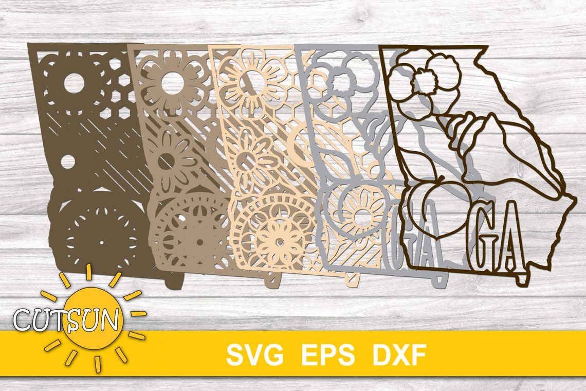 Layered 3D Mandala Georgia State SVG 5 Layers 3D Layered DXF - Etsy