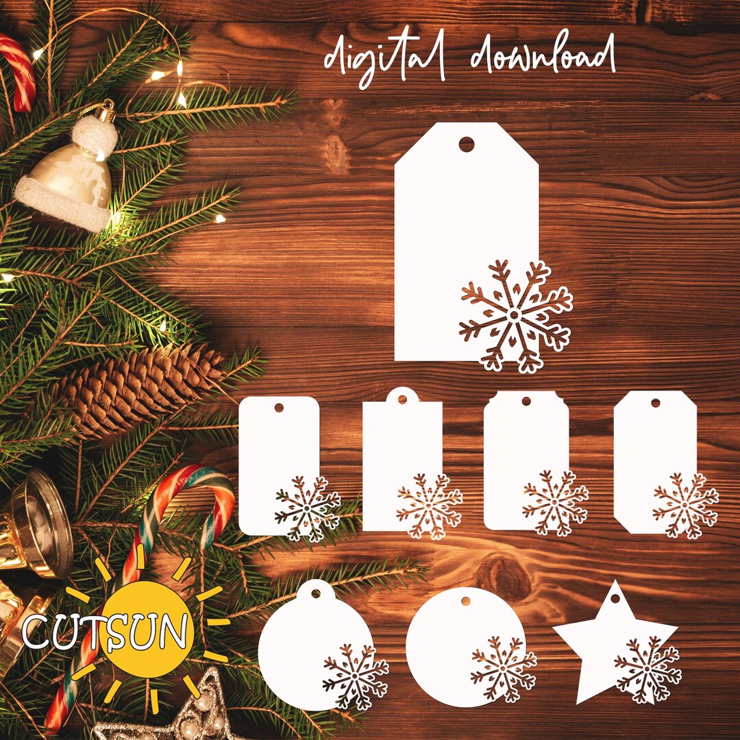 Snowflake Tags SVG Bundle | Christmas Gift Tags SVG | Winter Gift Tags ...