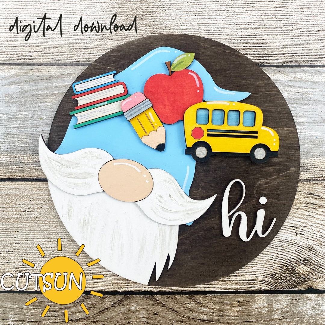 Interchangeable Welcome Sign School Gnome Door Hanger SVG Back to ...