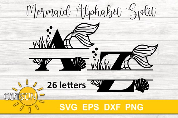 Mermaid Split Letters A-Z SVG Mermaid Split Alphabet SVG | Etsy