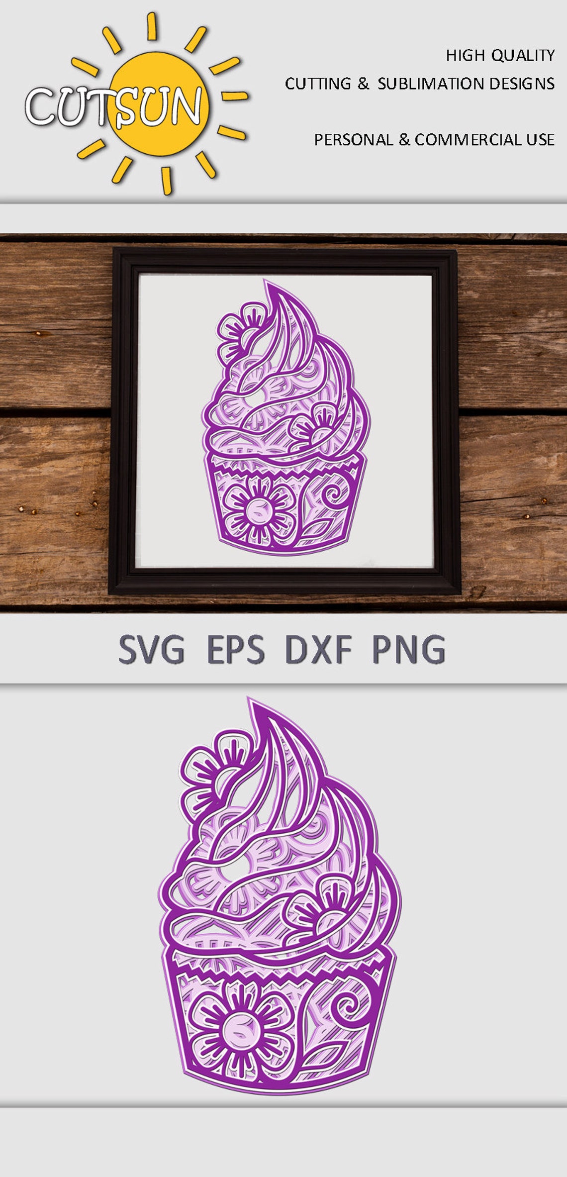 3D Layered Cupcake SVG Glowforge SVG 3D Layered Cupcake | Etsy