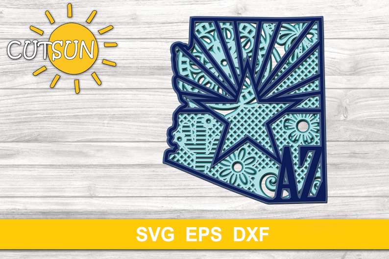 Layered 3D Mandala Arizona State SVG 5 Layers | 3D Layered DXF Laser ...