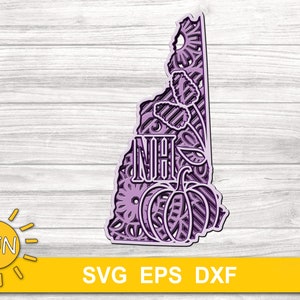 Layered 3D Mandala New Hampshire State SVG 5 Layers 3D Layered DXF ...