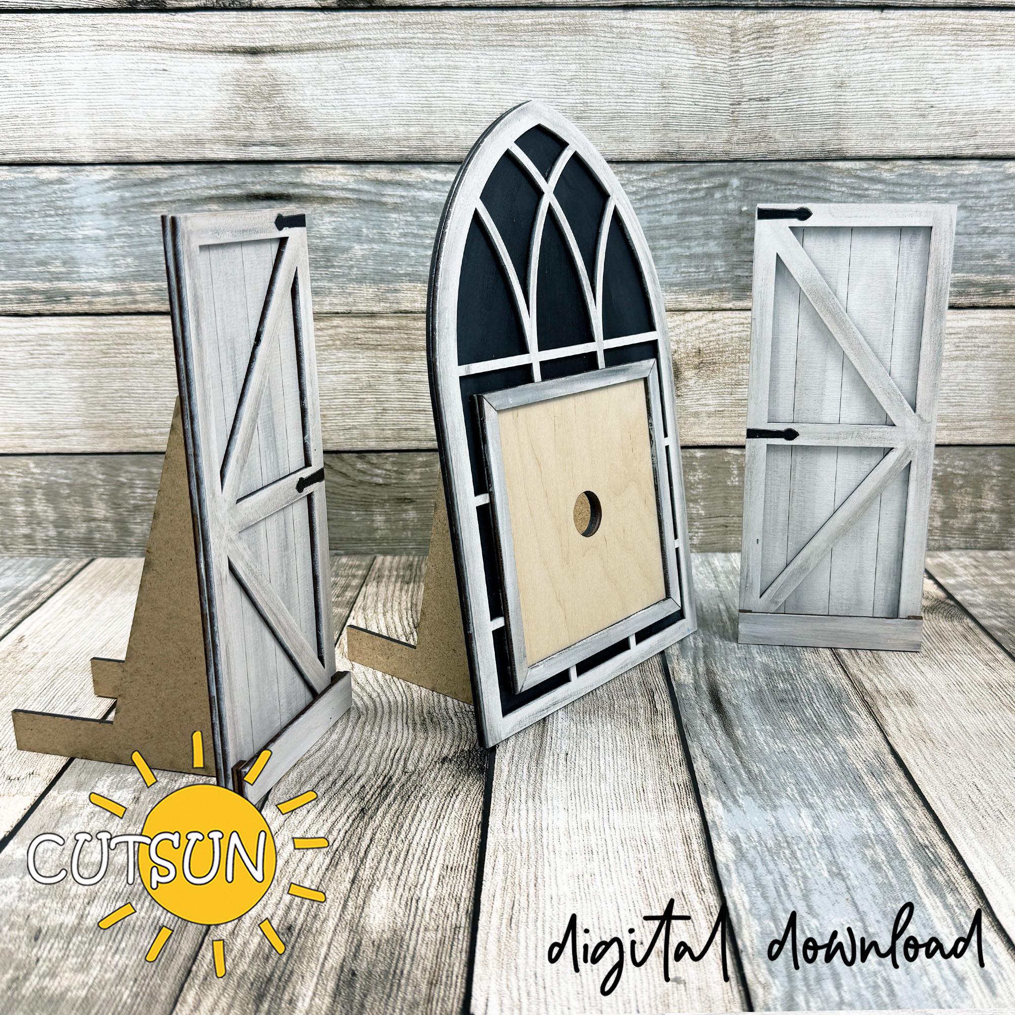 Farmhouse Window Interchangeable SVG | Rustic Window Sign Base | Laser ...