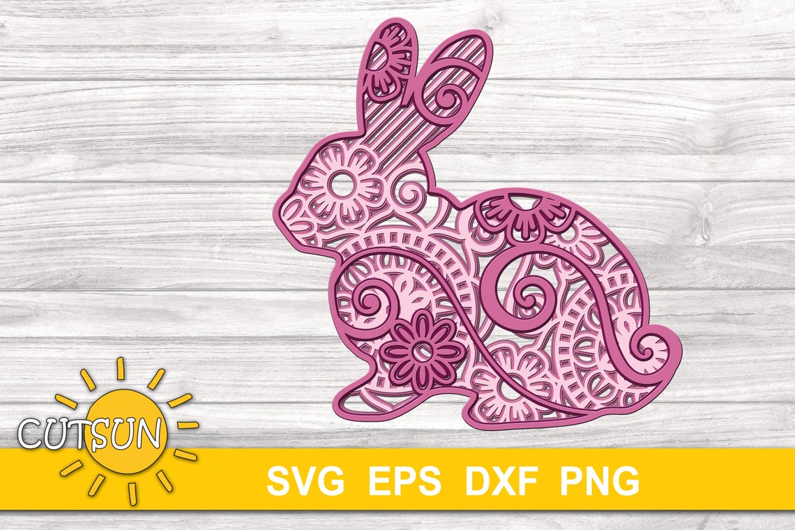 3D Bunny Layered Mandala SVG File 3D Rabbit Layered Mandala | Etsy