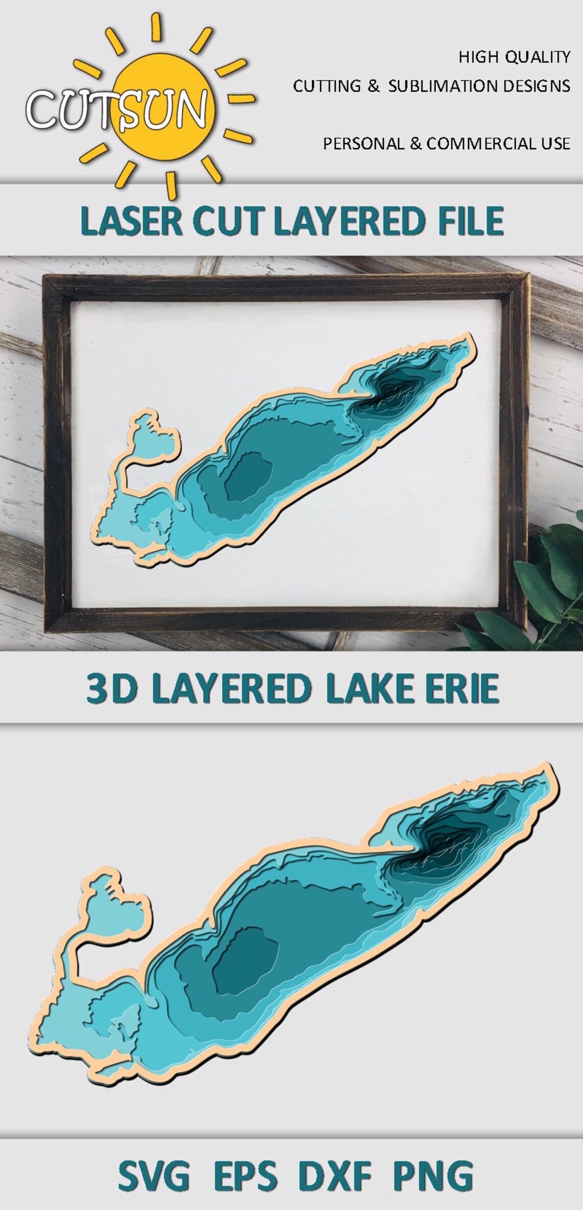 Layered Lake Erie Map SVG EPS DXF 11 Layers Cricut - Etsy