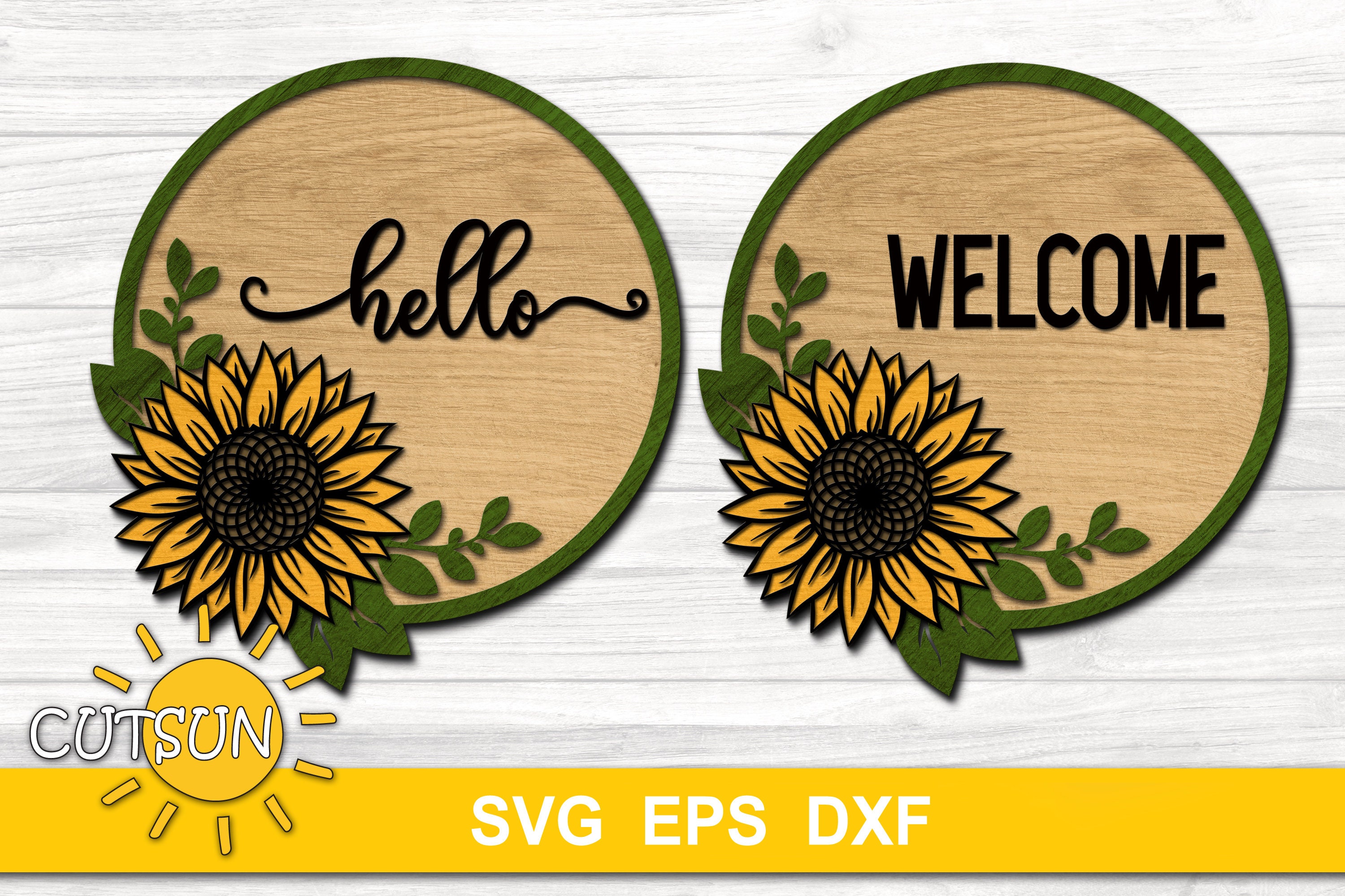 Sunflower Welcome Sign Sunflower Round Sign Glowforge SVG - Etsy