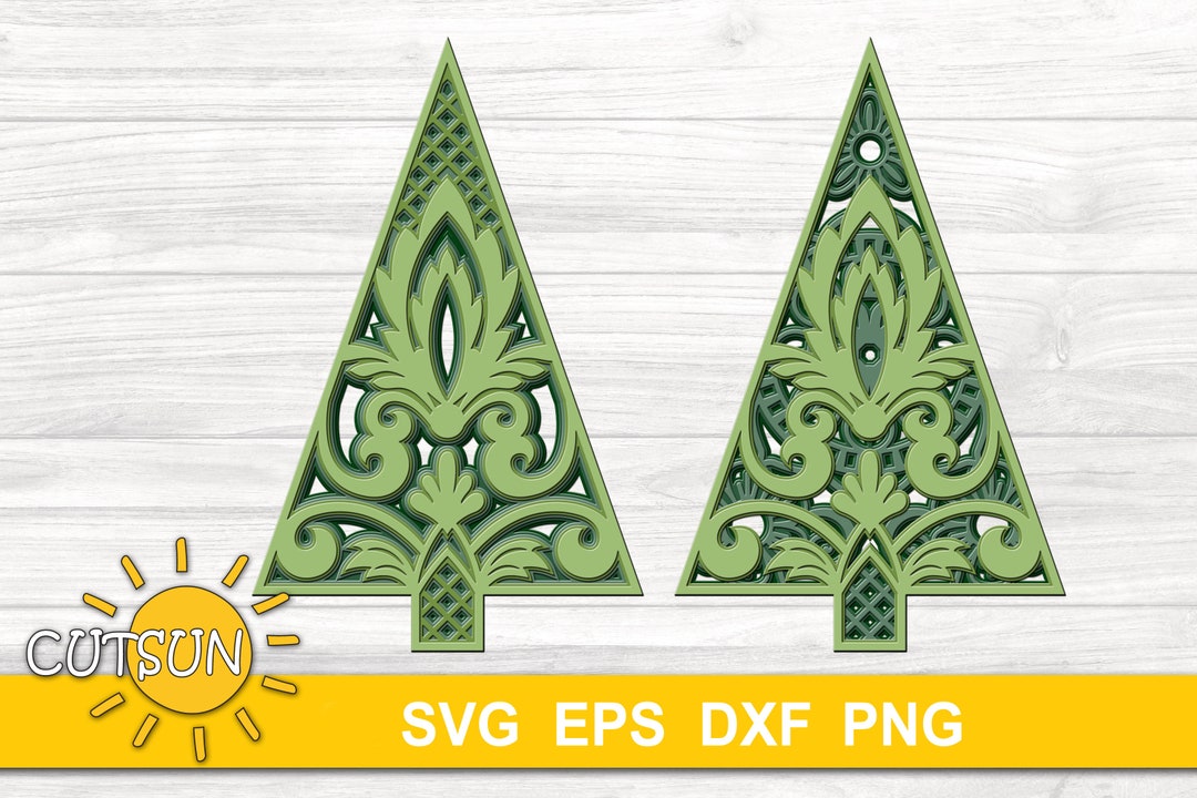 Christmas Tree SVG 3D Layered 5 Layers Cut File Christmas Tree Multi ...