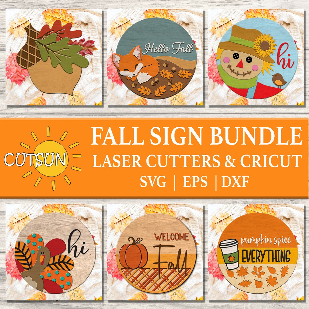 Fall Door Hanger SVG Bundle Glowforge Laser Cut Files Cricut SVG Bundle ...